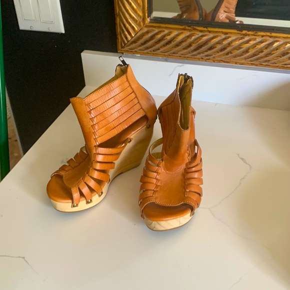 Bed Stu | Shoes | Bed Stu Platform Leather Tan Wedges Shoes | Poshmark